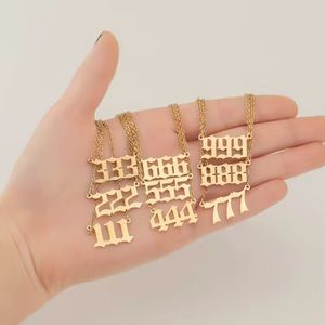 Jewelry | Unisex New Gold Stainless Steel Old English Angel Numbers ...